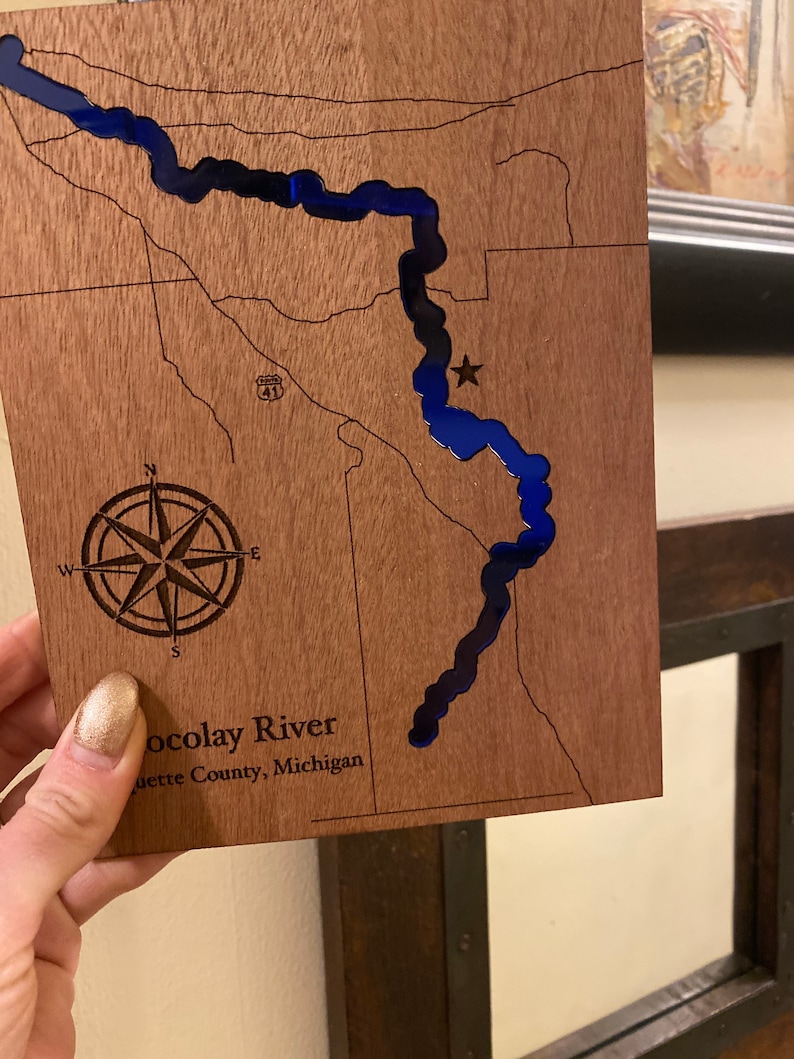 Chocolay River Upper Peninsula of Michigan Wooden Map - Etsy