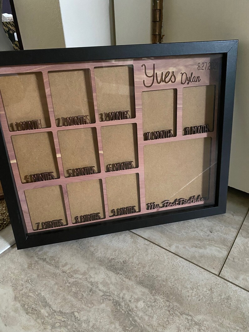 Custom First Year Photo Frame for Babies - Monthly Milestones Month 1 ...