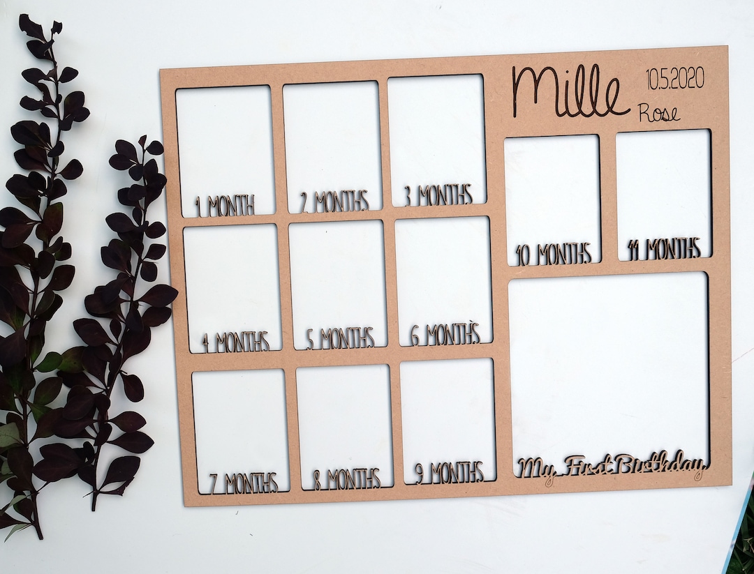 Custom First Year Photo Frame for Babies - Monthly Milestones Month 1 ...