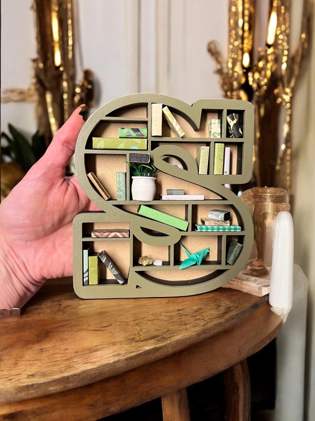 Custom Alphabet Initial Book Lover Miniature Bookshelf - Great Gift for ...
