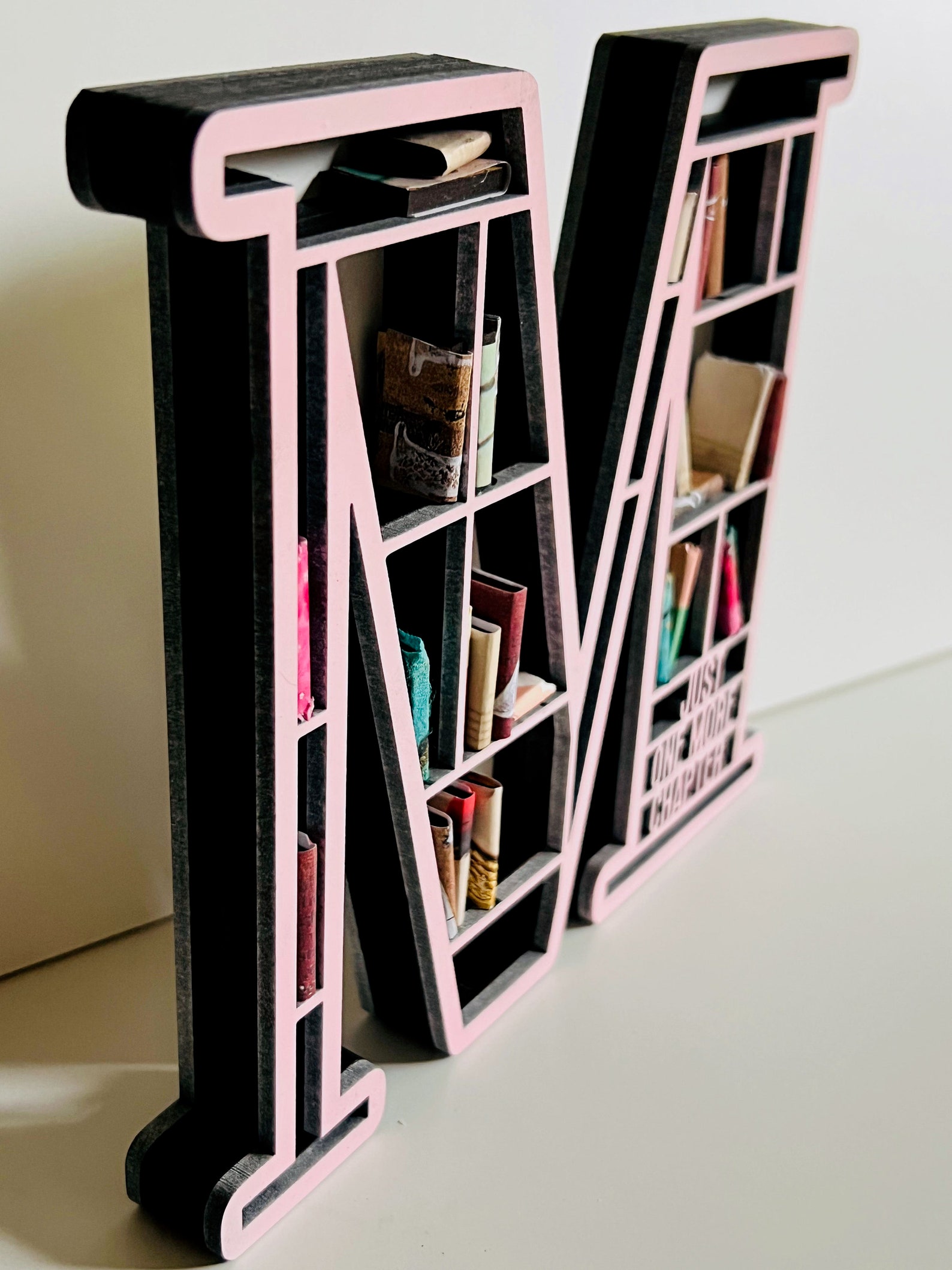 Custom Alphabet Letter Initial Book Lover Miniature Bookshelf - Book ...