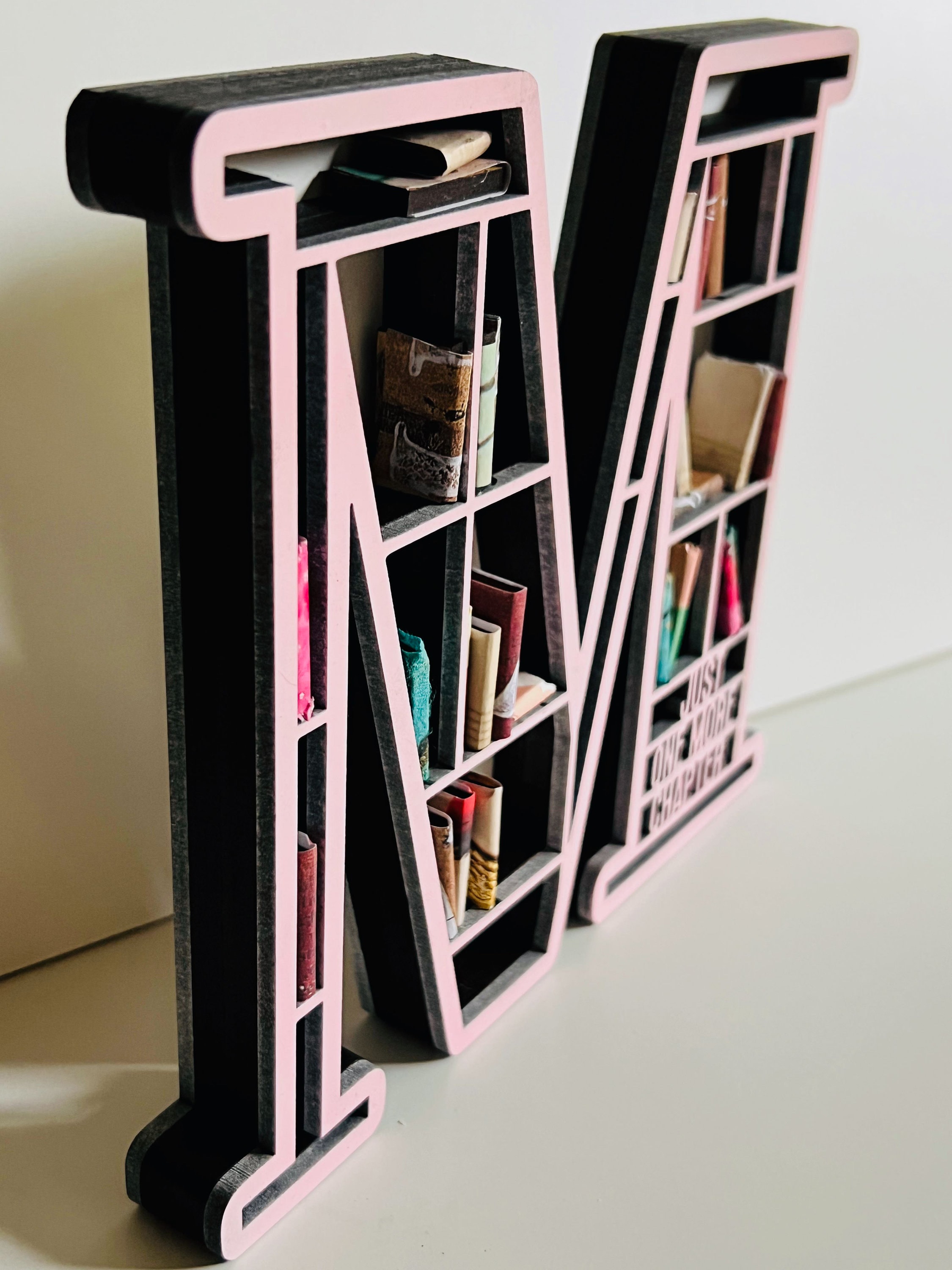 Custom Alphabet Letter Initial Book Lover Miniature Bookshelf - Book ...