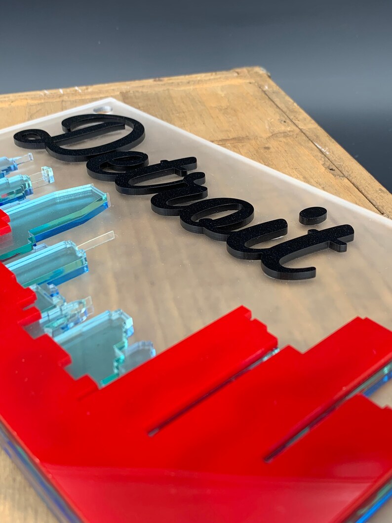 Detroit City Skyline Multilayer Acrylic Sign Michigan Gift - Etsy