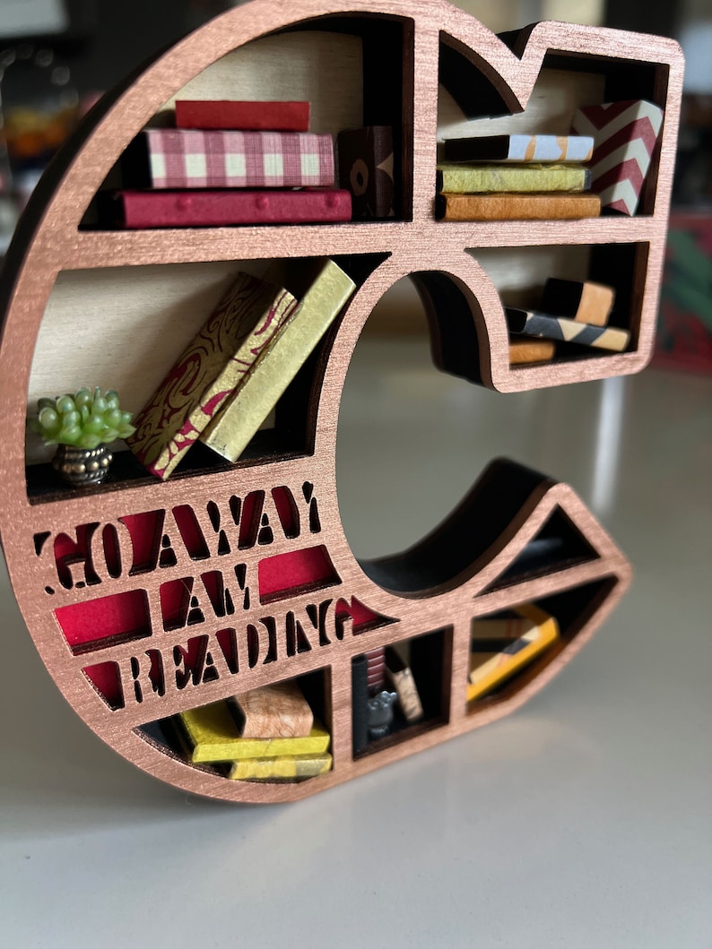 Custom Letter Initial Book Lover Miniature Bookshelf - Perfect Gift for ...