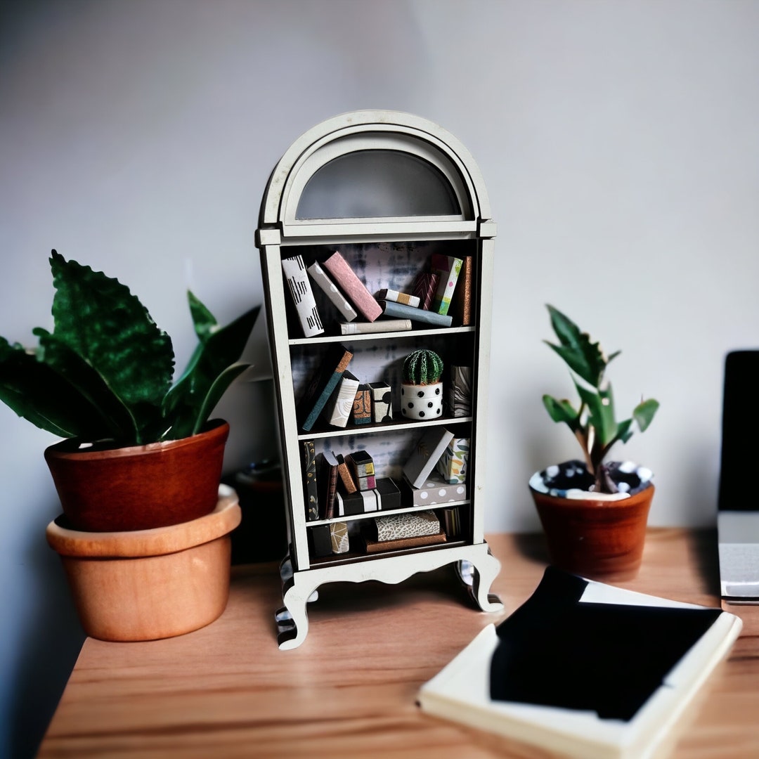 Tiny Desk Decor Miniature Bookshelf Book Nerd, Gift for Book Nook, Mini ...
