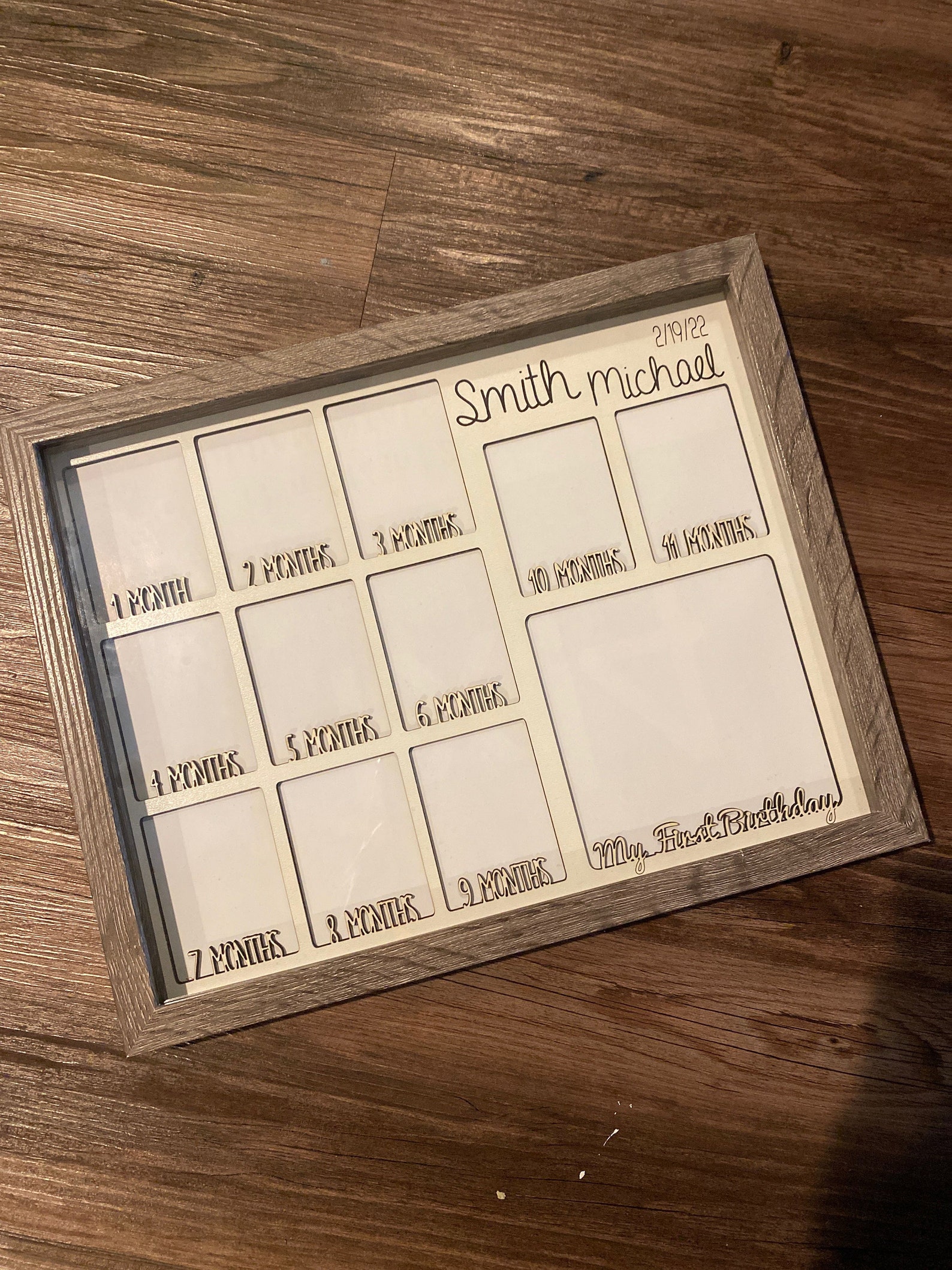 Custom First Year Photo Frame for Babies - Monthly Milestones Month 1 ...