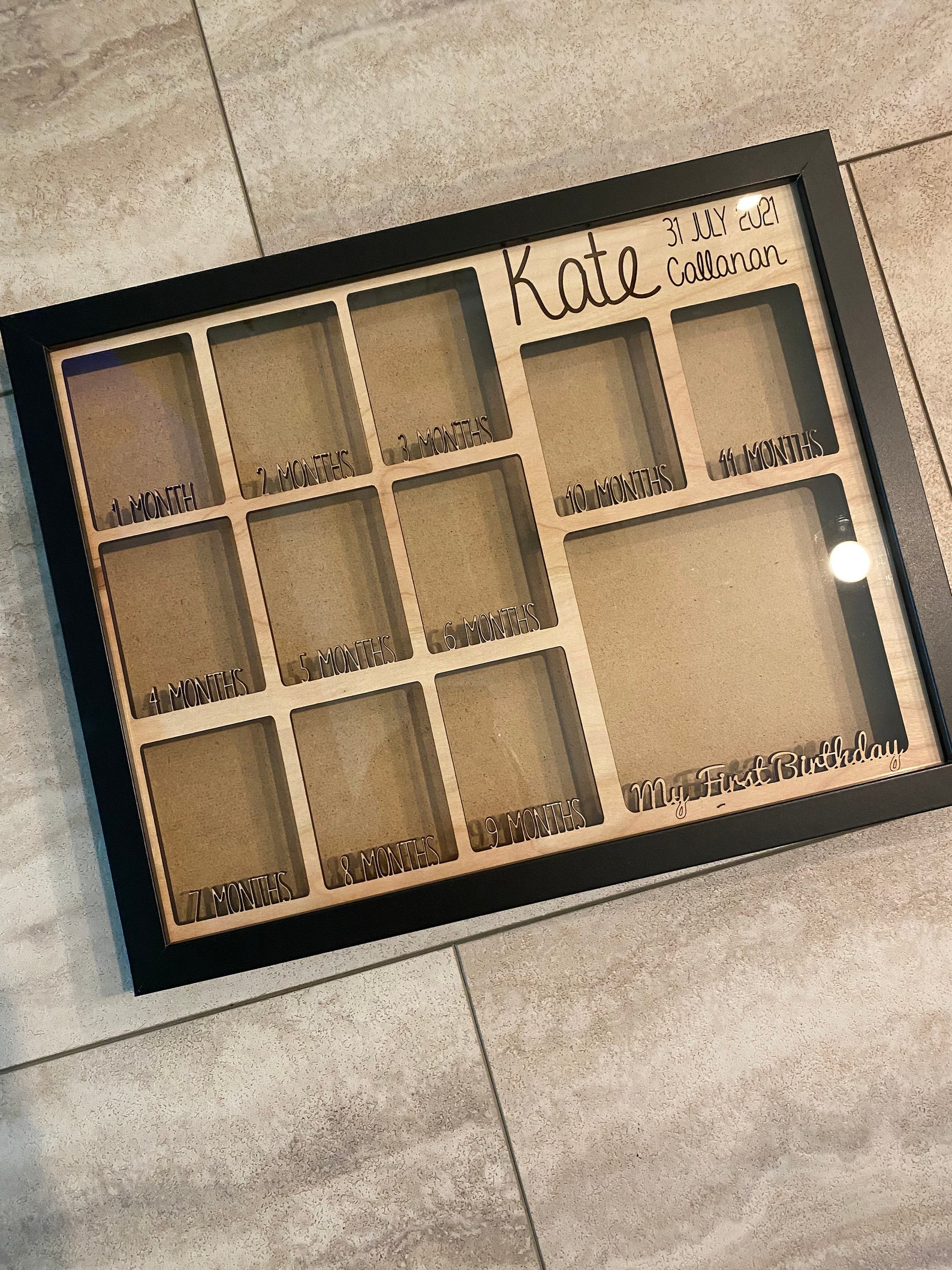 Custom First Year Photo Frame for Babies - Monthly Milestones Month 1 ...