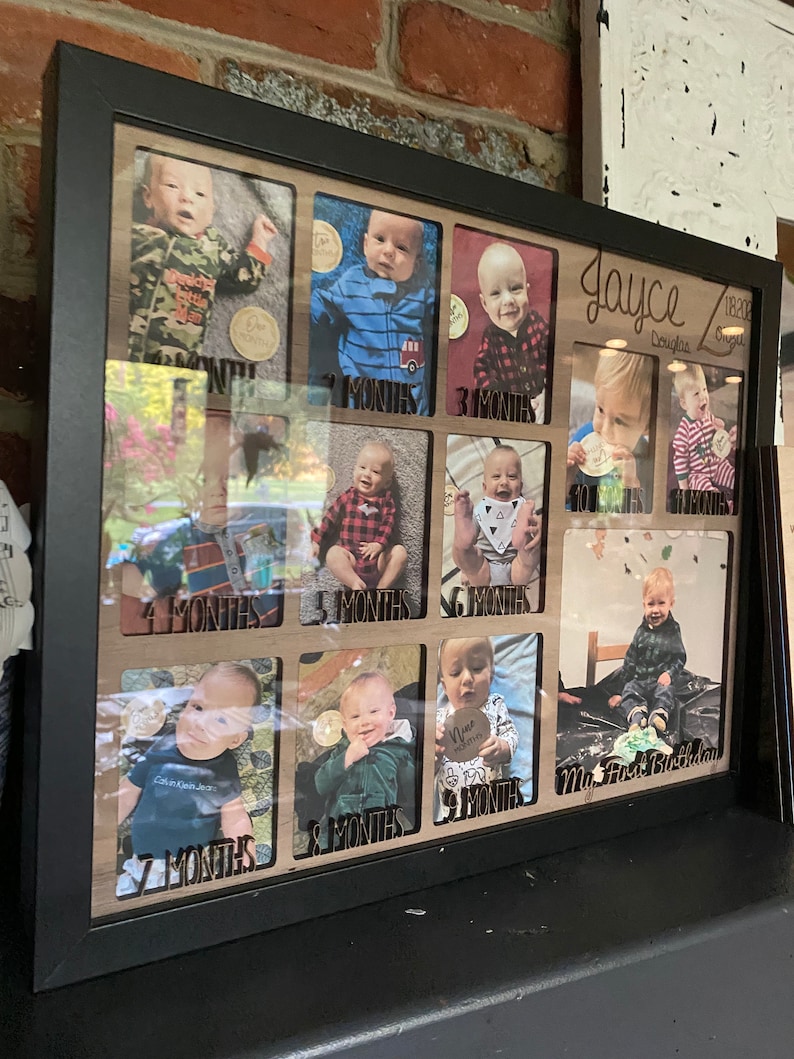 Custom First Year Photo Frame for Babies - Monthly Milestones Month 1 ...