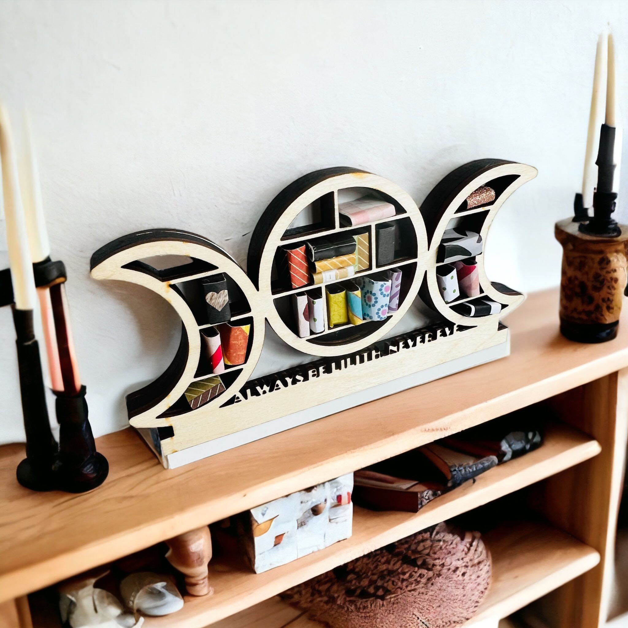 Lunar Book Lover Moon Phases Miniature Bookshelf - Book Nerd, Gift for ...