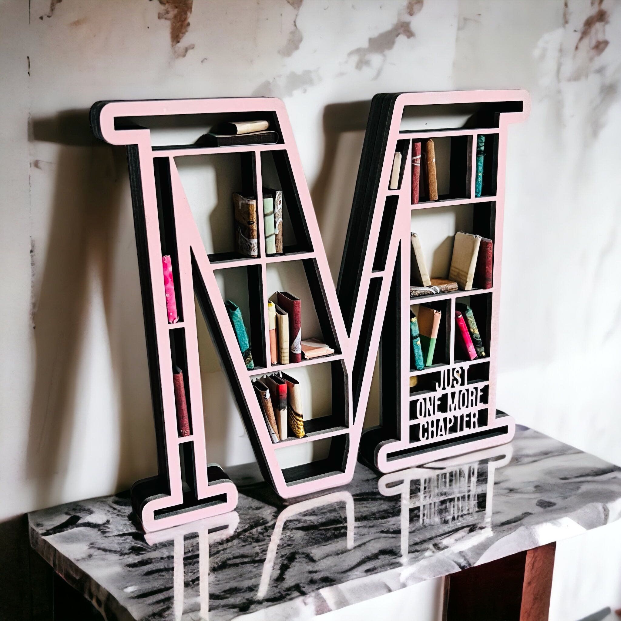 Custom Initial Book Lover Miniature Bookshelf - Book Nerd, Gift for ...