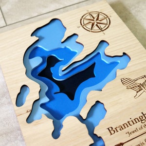Brantingham Lake 3D Wood Topographic Map in Lewis County, New York ...