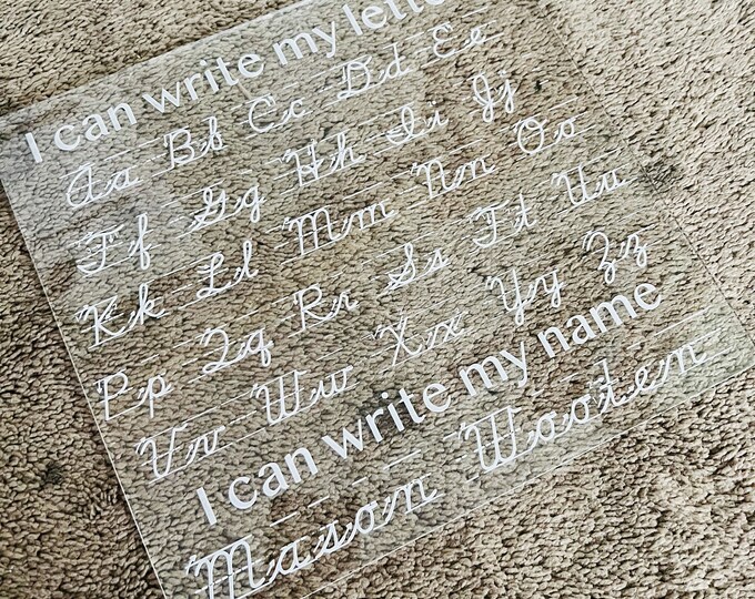 Acrylic Cursive Alphabet Letter Trace Board, Reusable Script Letter Dry ...