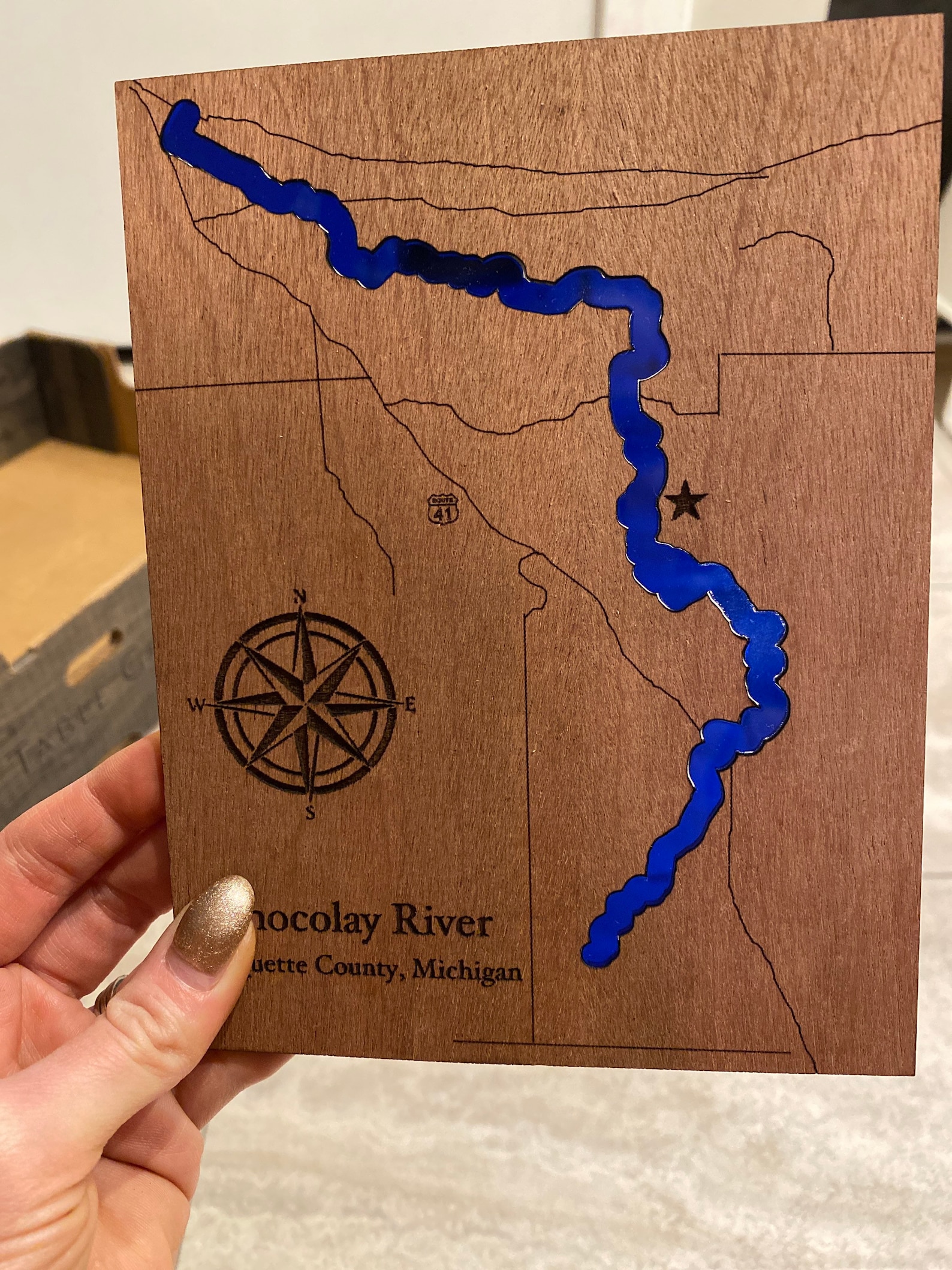 Chocolay River Upper Peninsula of Michigan Wooden Map - Etsy