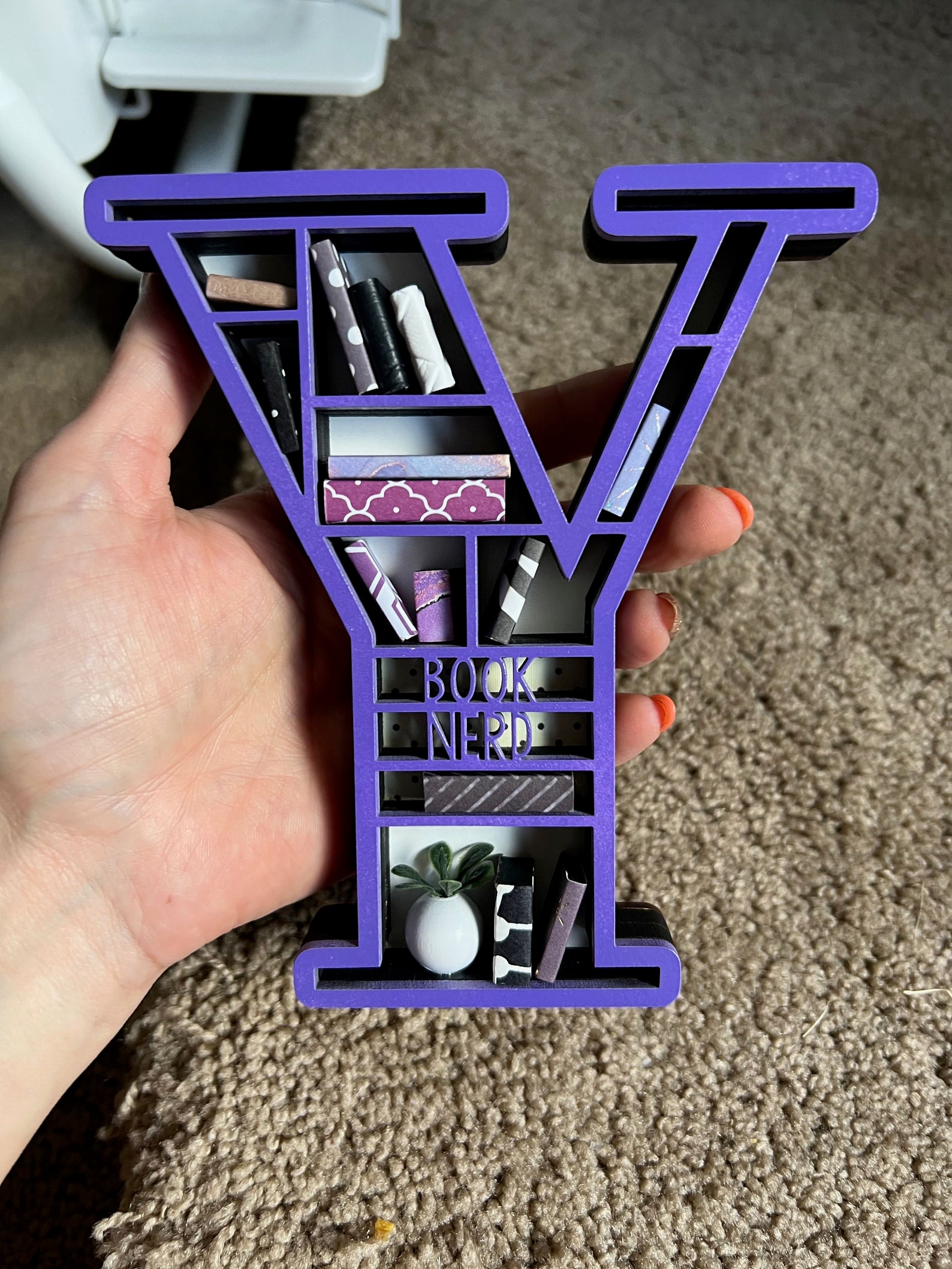 Custom Initial Book Lover Miniature Bookshelf - Book Nerd, Gift for ...