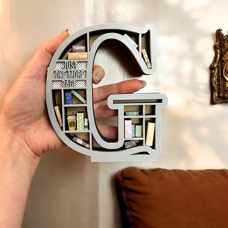 Custom Alphabet Letter Initial Book Lover Miniature Bookshelf - Book ...