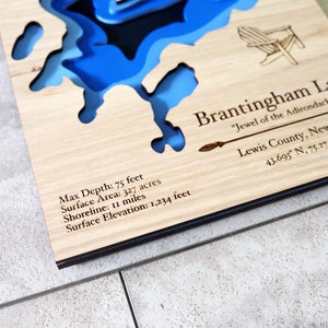 Brantingham Lake 3D Wood Topographic Map in Lewis County, New York ...