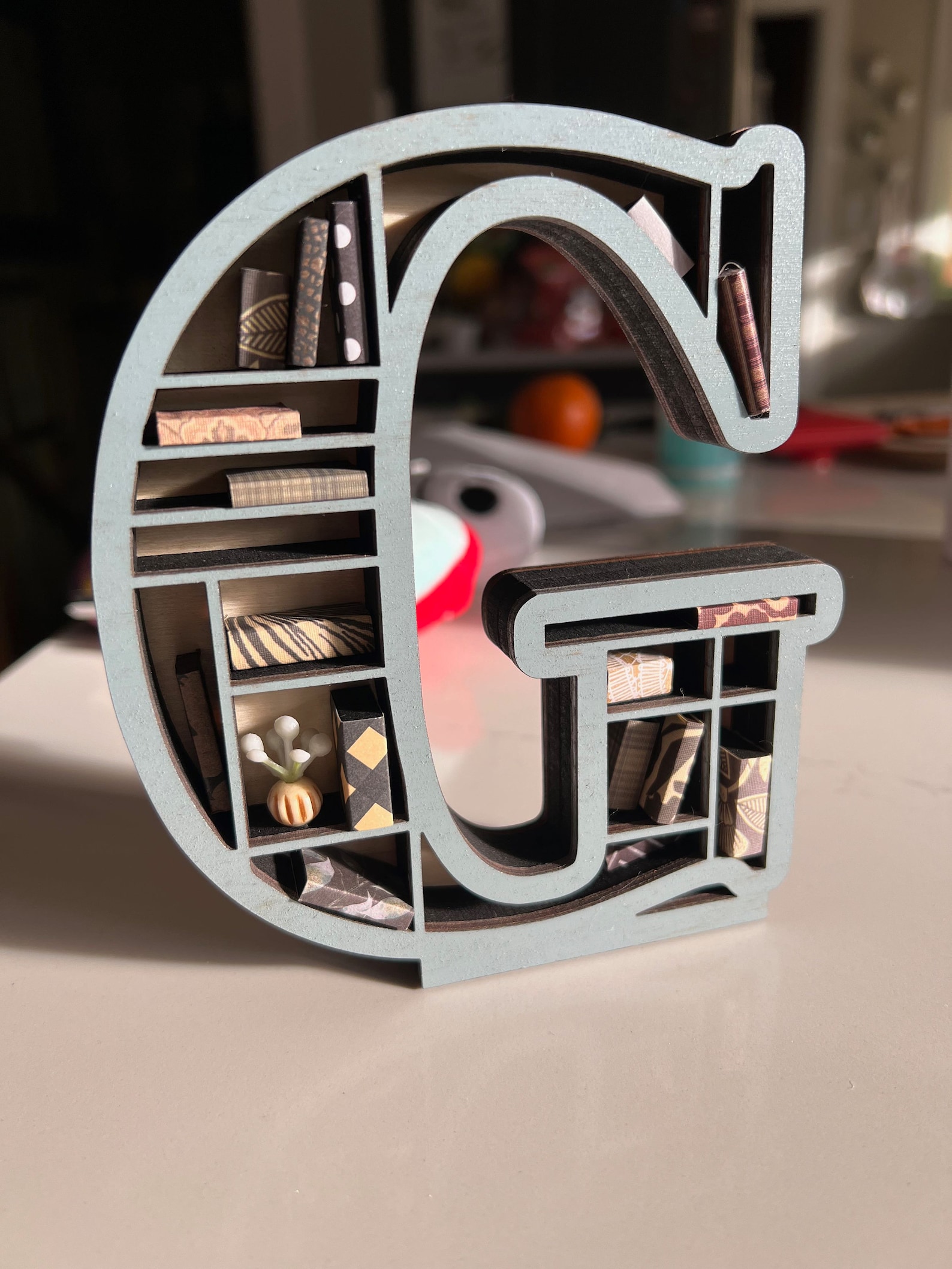 Custom Initial Alphabet Miniature Bookshelf -perfect Gift for Book ...