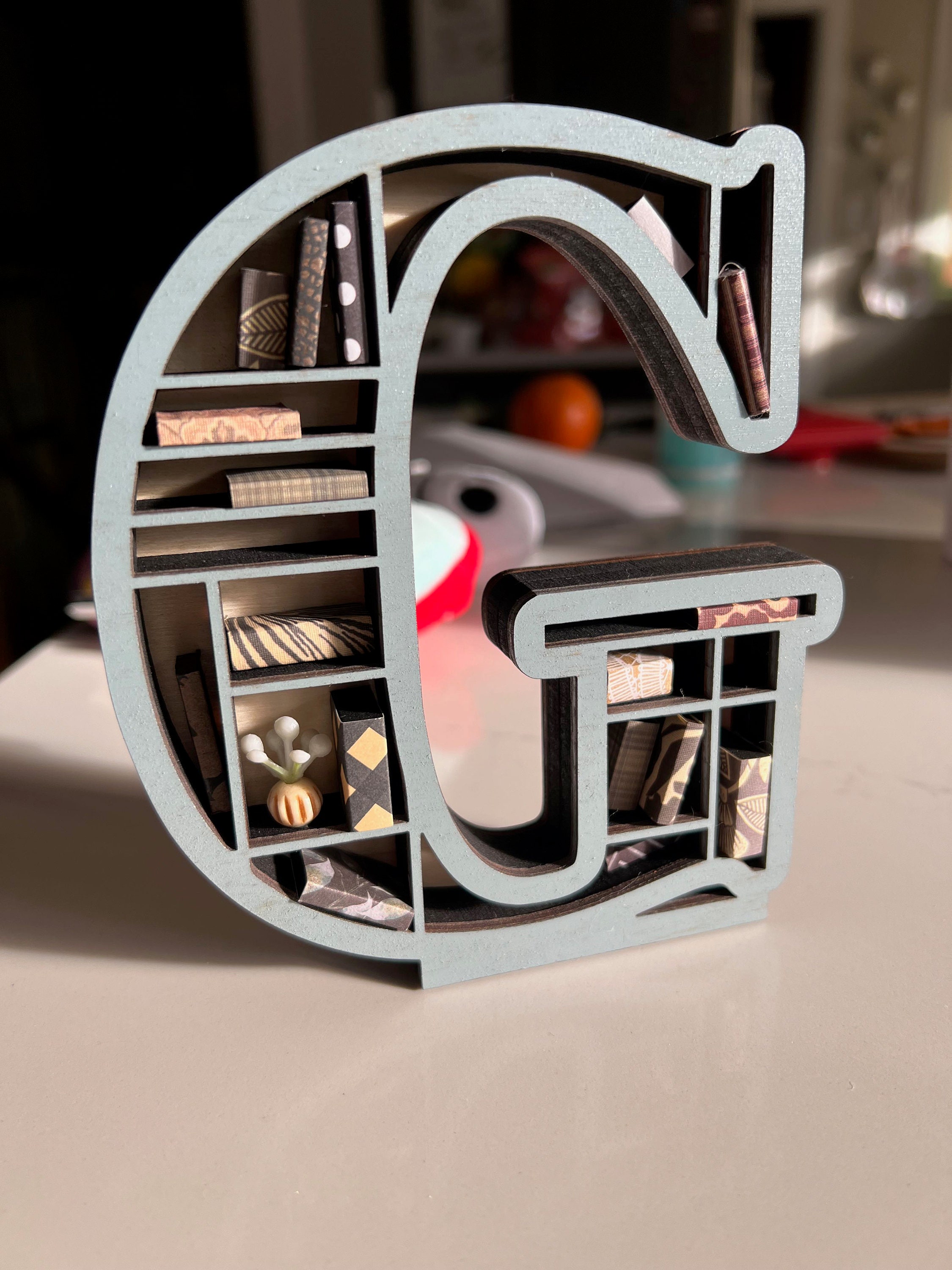 Custom Initial Book Lover Miniature Bookshelf - Give Your Favorite Book ...