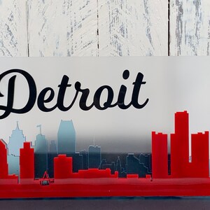Detroit City Skyline Multilayer Acrylic Sign - Michigan Gift, Detroit ...