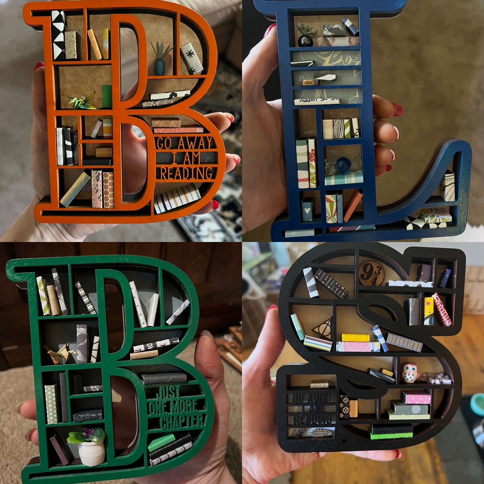 Custom Initial Book Lover Miniature Bookshelf - Give Your Favorite Book ...