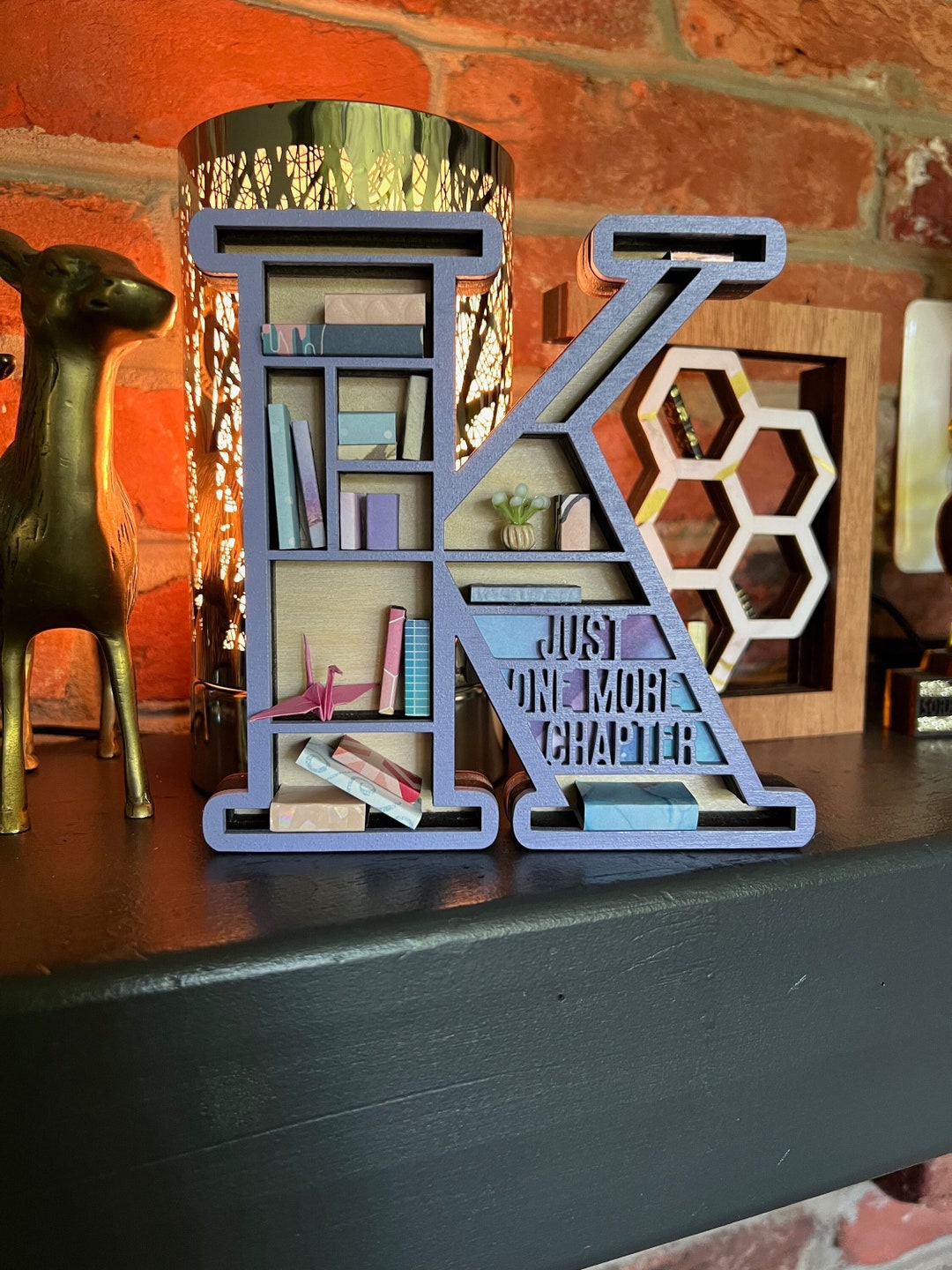 Custom Initial Book Lover Miniature Bookshelf - Book Nerd, Gift for ...