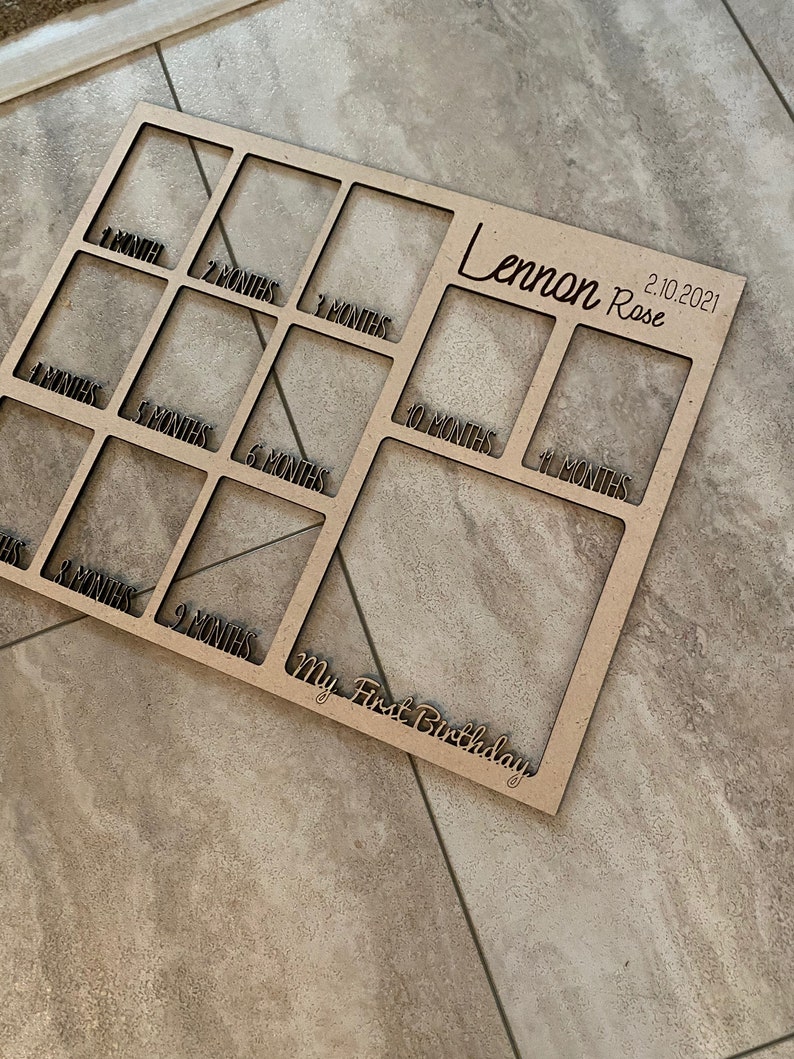 Custom First Year Photo Frame for Babies - Monthly Milestones Month 1 ...