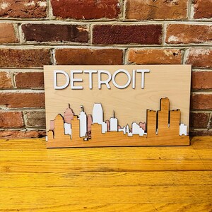 Detroit City Skyline Multilayer Acrylic Sign Michigan Gift, Detroit ...