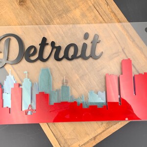 Detroit City Skyline Multilayer Acrylic Sign - Michigan Gift, Detroit ...