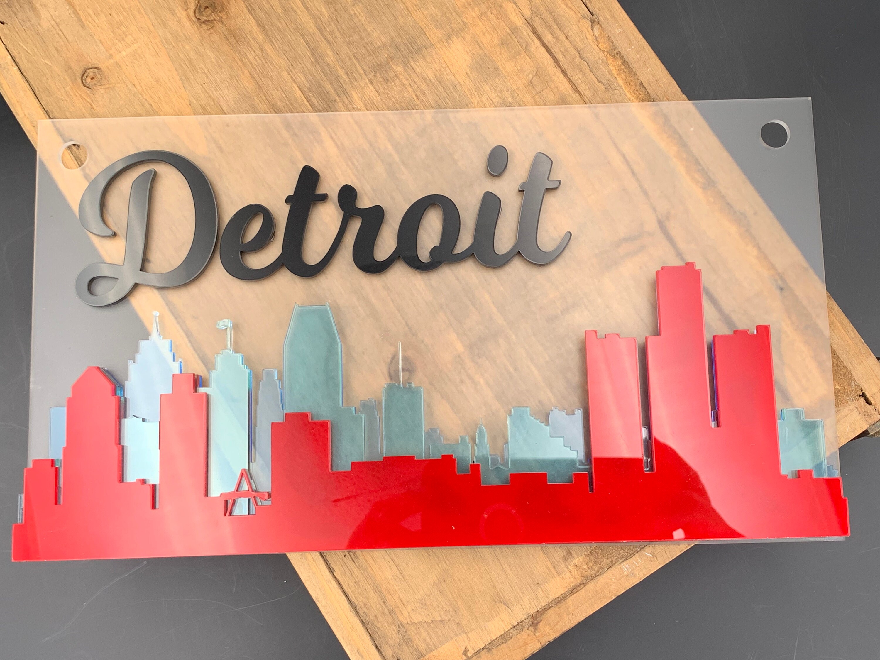 Detroit City Skyline Multilayer Acrylic Sign Michigan Gift - Etsy