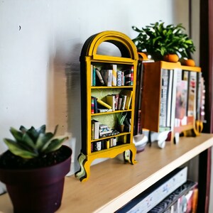 Tiny Desk Decor Miniature Bookshelf Book Nerd, Gift for Book Nook, Mini ...