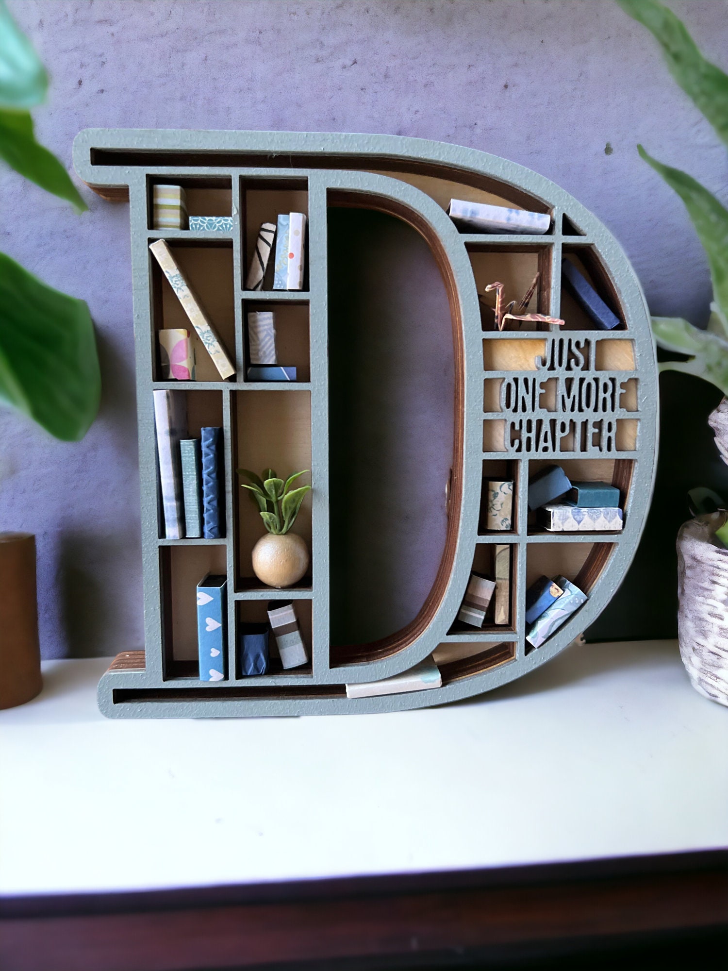 Custom Initial Book Lover Miniature Bookshelf - Book Nerd, Gift for ...