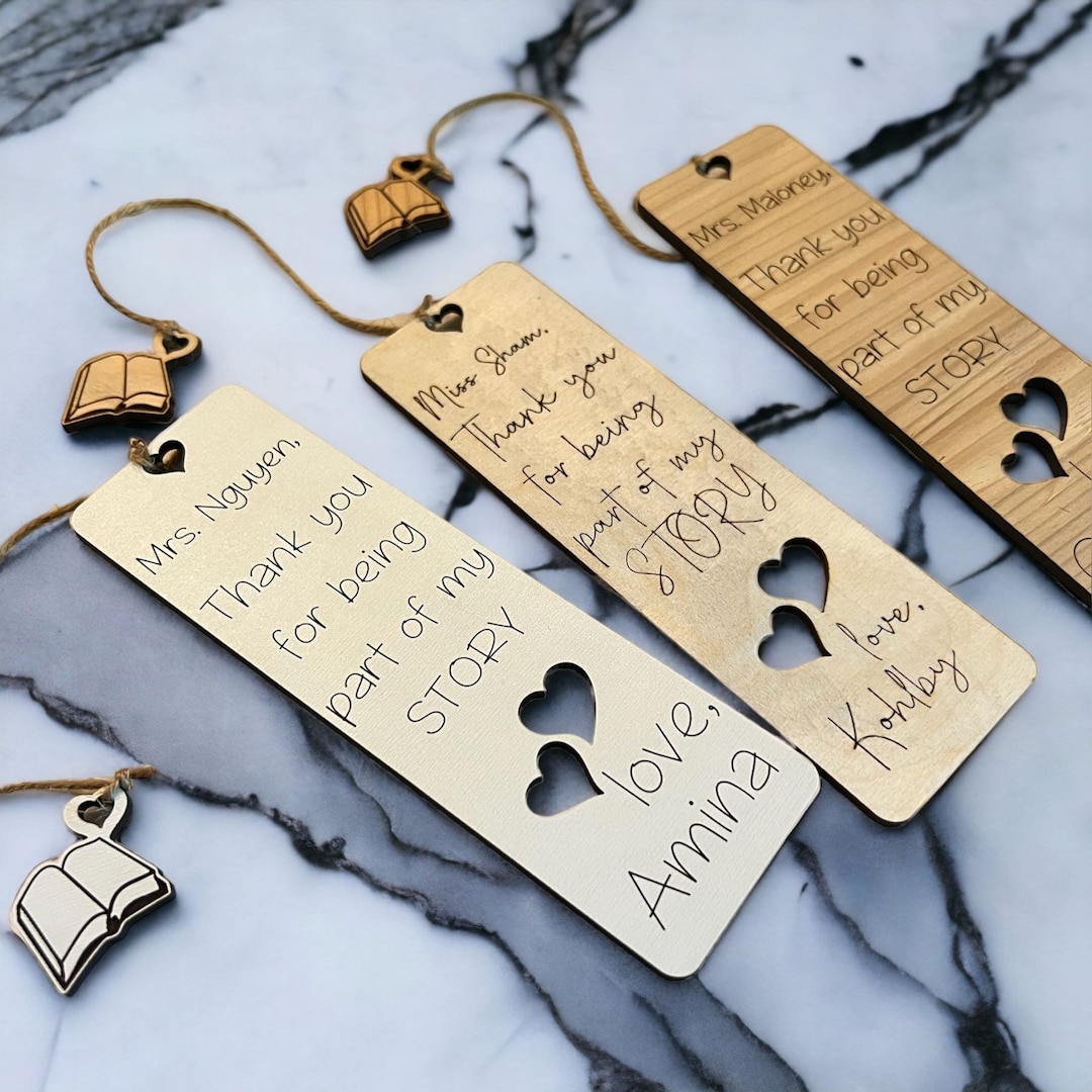 Custom Wood Bookmark: Teacher Appreciation Gift With Student Name - Etsy