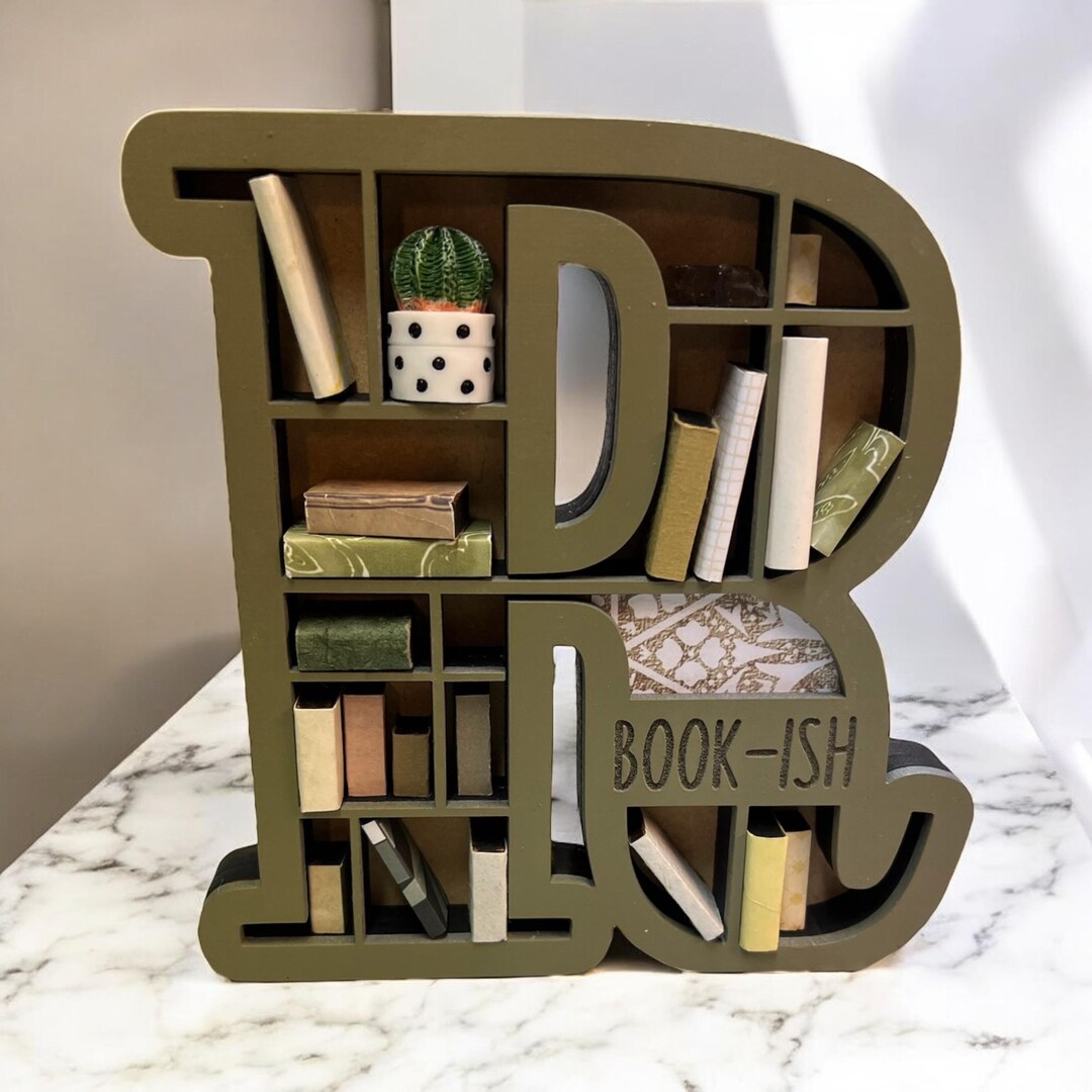 Custom Alphabet Initial Book Lover Miniature Bookshelf - Great Gift for ...