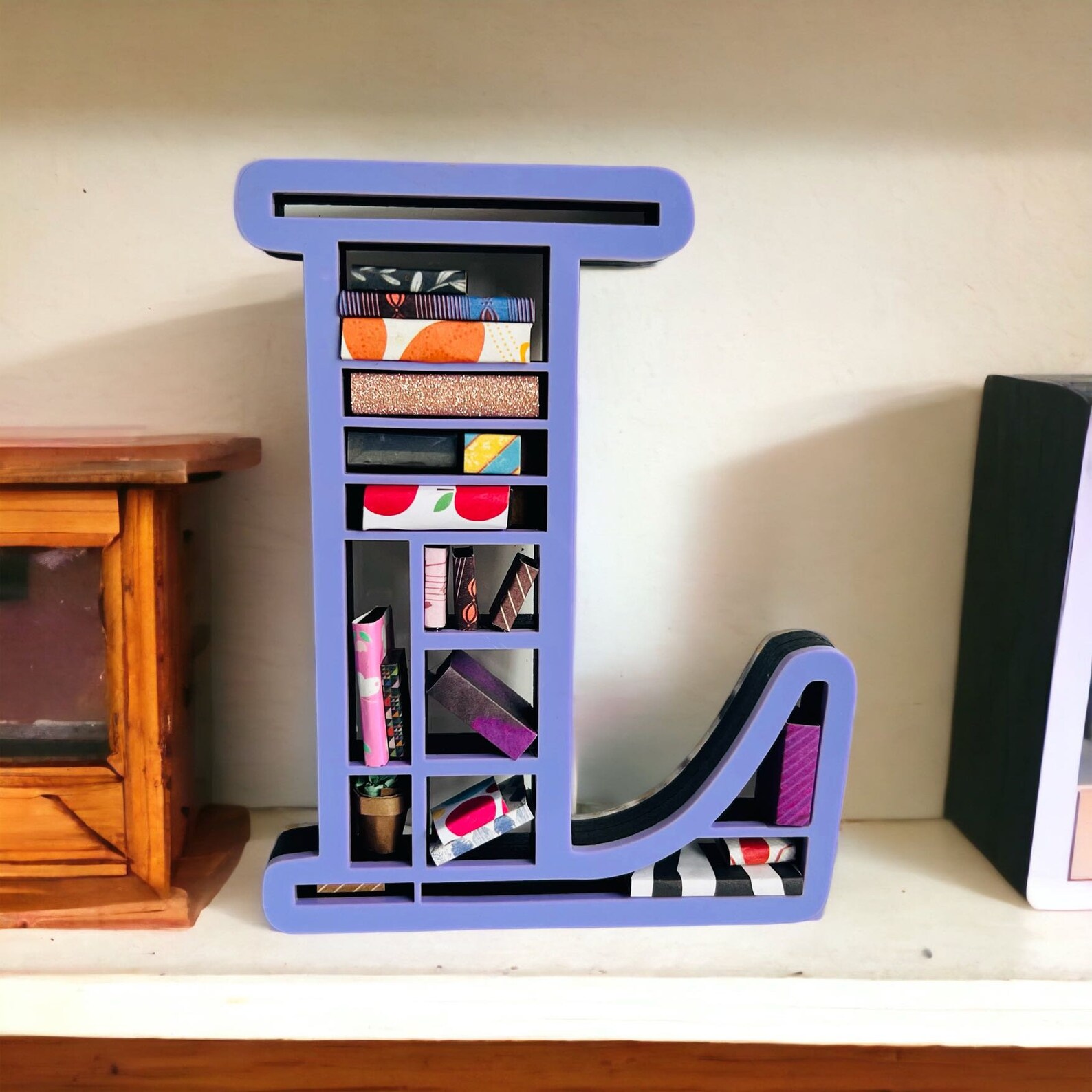 Custom Initial Book Lover Miniature Bookshelf - Book Nerd, Gift for ...