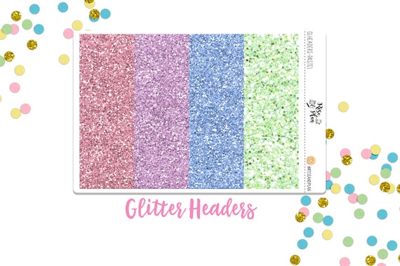 Pastel Glitter Headers Planner Stickers Craft Supplies & Tools ...