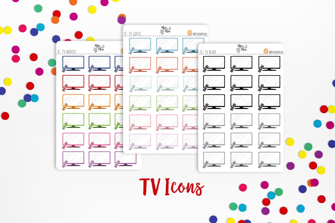 TV Icons Planner Stickers Television TV Show Labels - Etsy