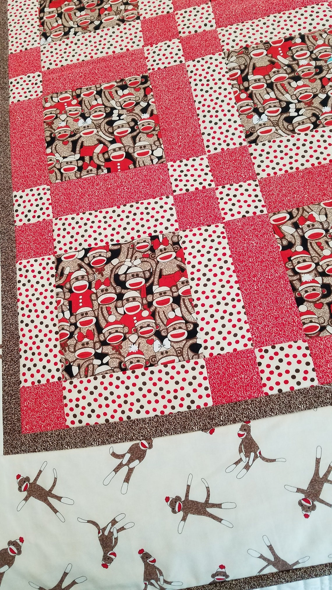 Child or Toddlers Quilt. Sock Monkey Theme. - Etsy