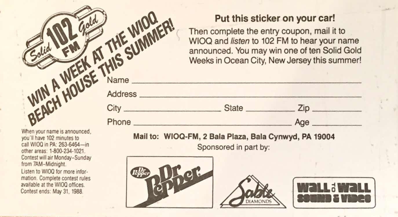 WIOQ 102 FM, Philadelphia, Pennsylvania Music Radio Station "solid Gold ...