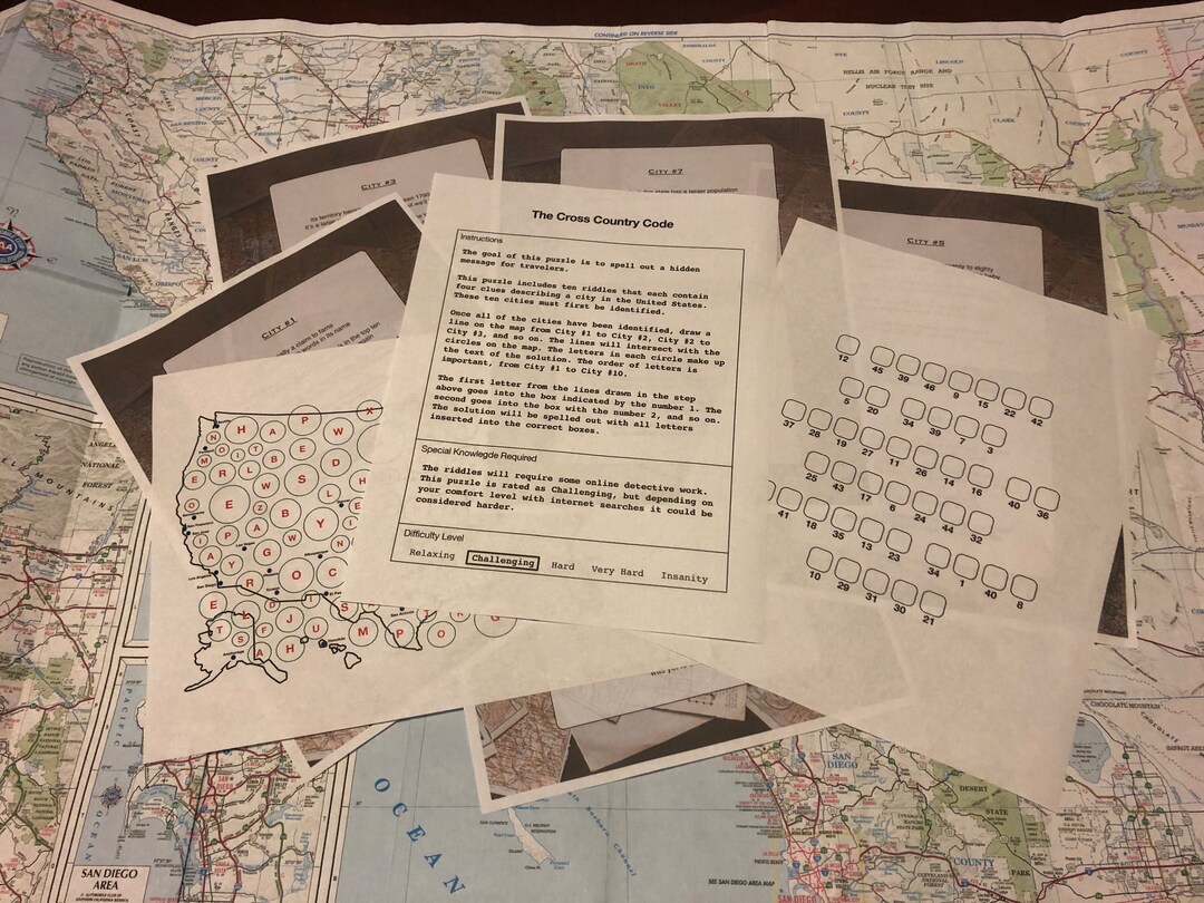 The Cross Country Code - Riddles and Cryptographic Puzzles - Etsy