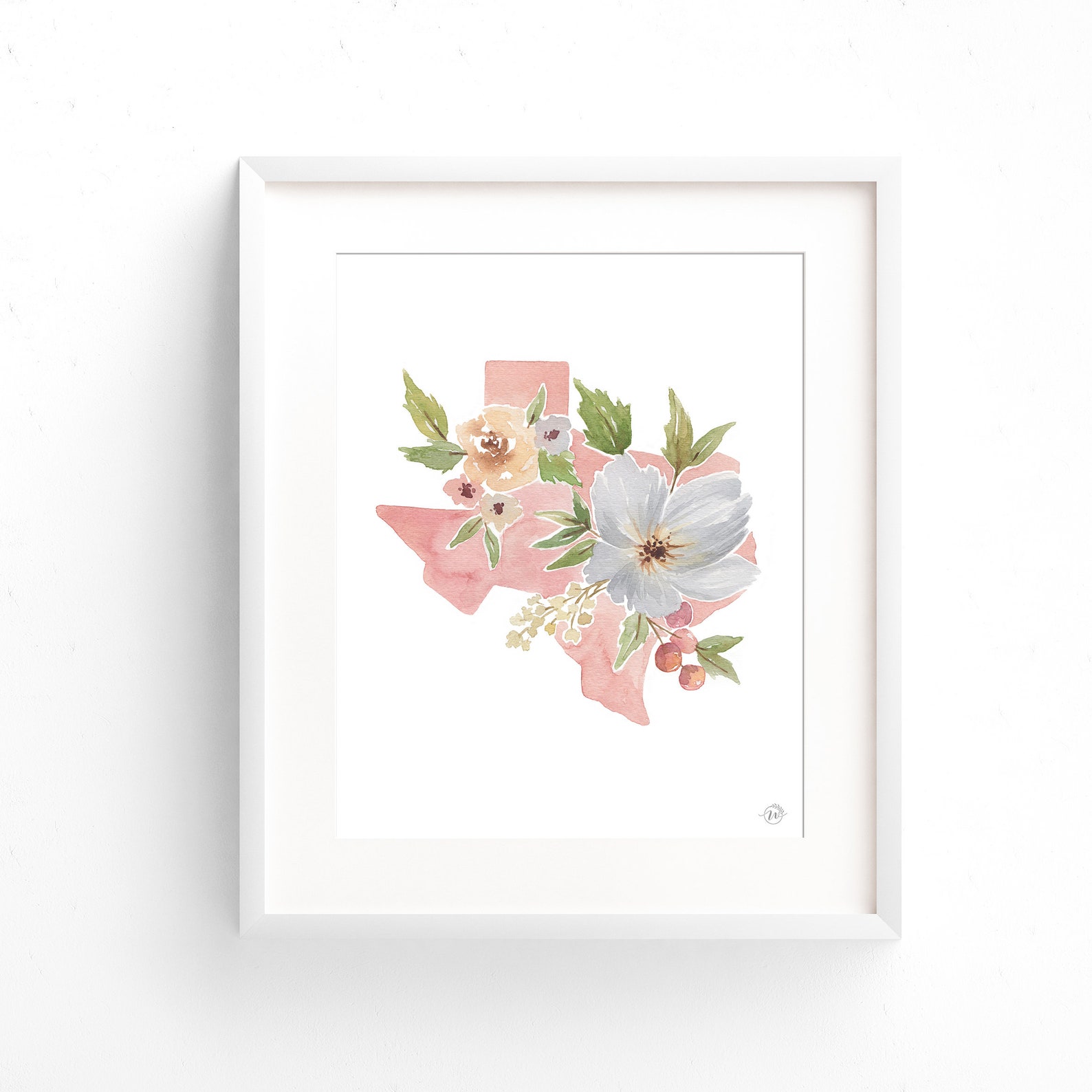 Texas State Floral Print Watercolor Prints Illustration Art Print 5x7 ...