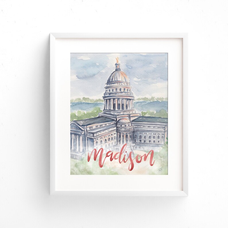 Madison Wisconsin Capital Print Watercolor Prints - Etsy