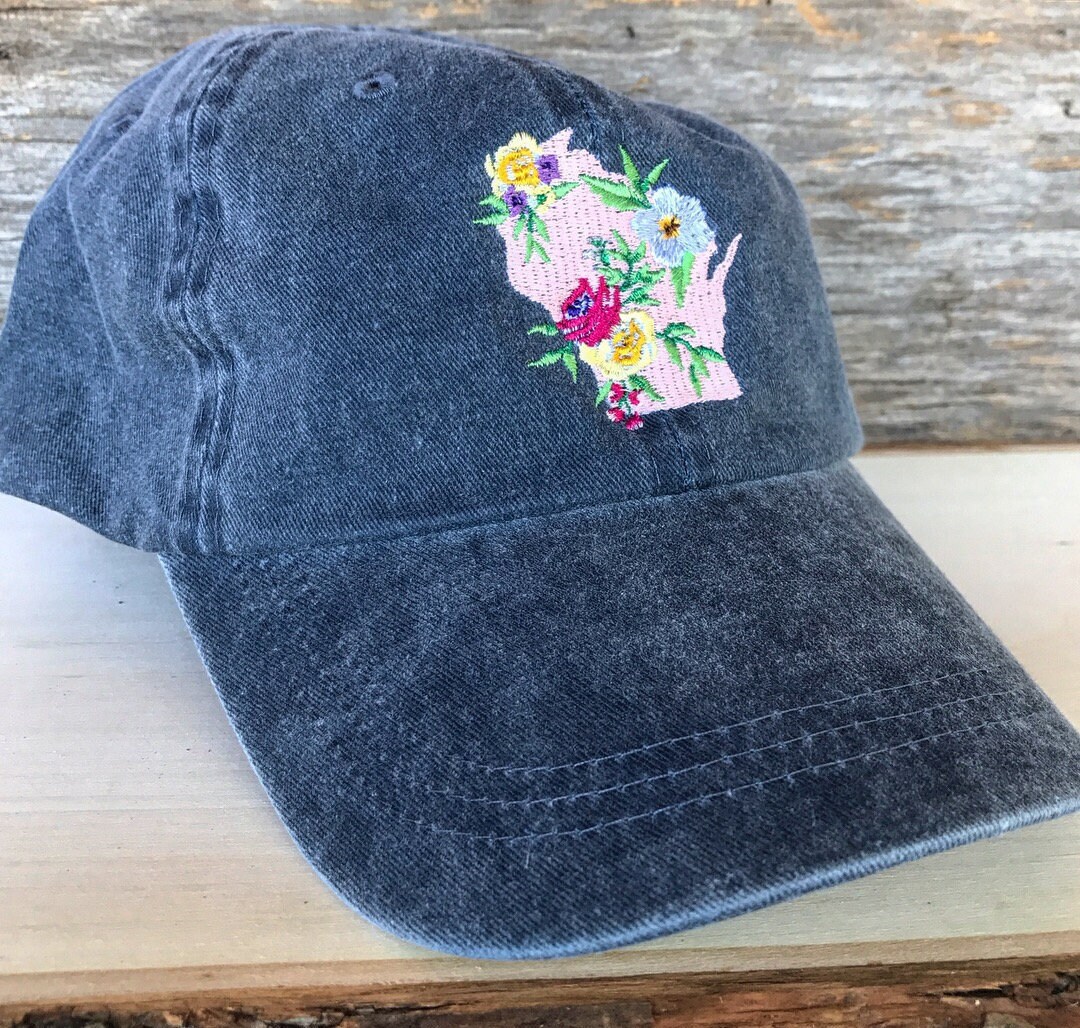 Wisconsin Floral Hat - Custom Embroidered Hat - Floral Embroidered ...