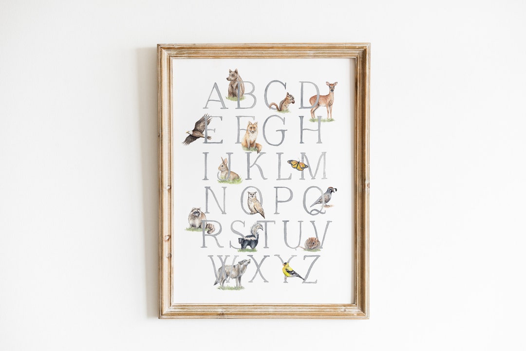 Woodland Animals - Alphabet Art Print - Nursery Wall Art - Woodland ...