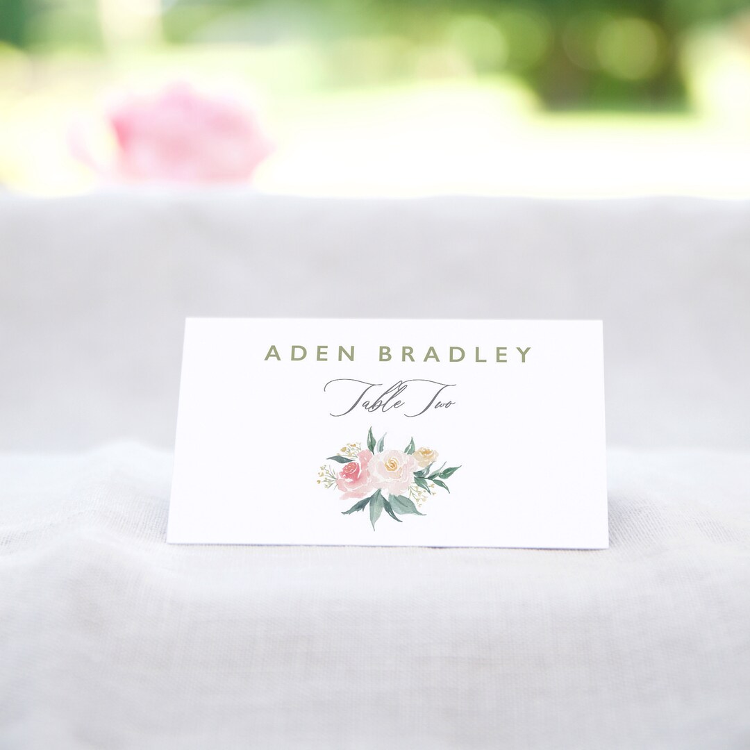 Wedding Name Cards - Roses - Printable File - Guest Name - Digital ...
