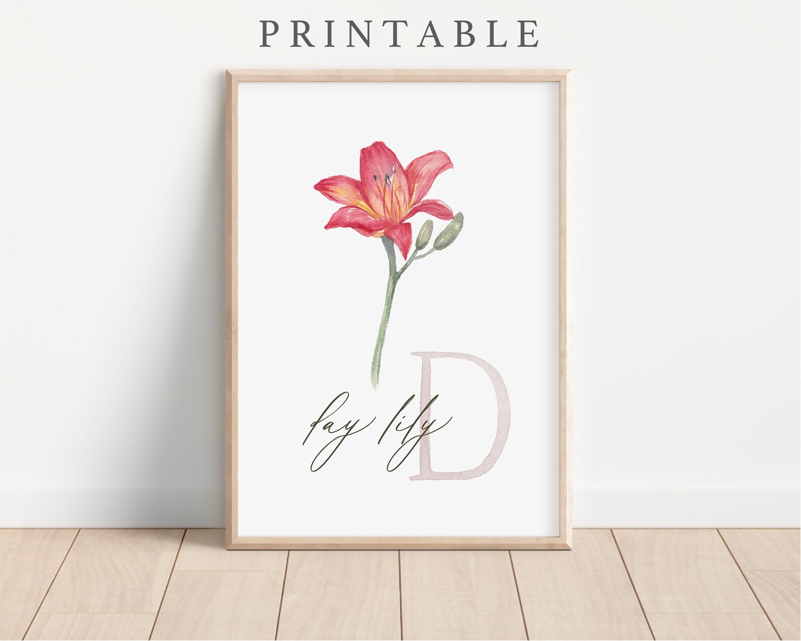 PRINTABLE Day Lily Floral Art Print Flower Print Nursery Watercolor ...