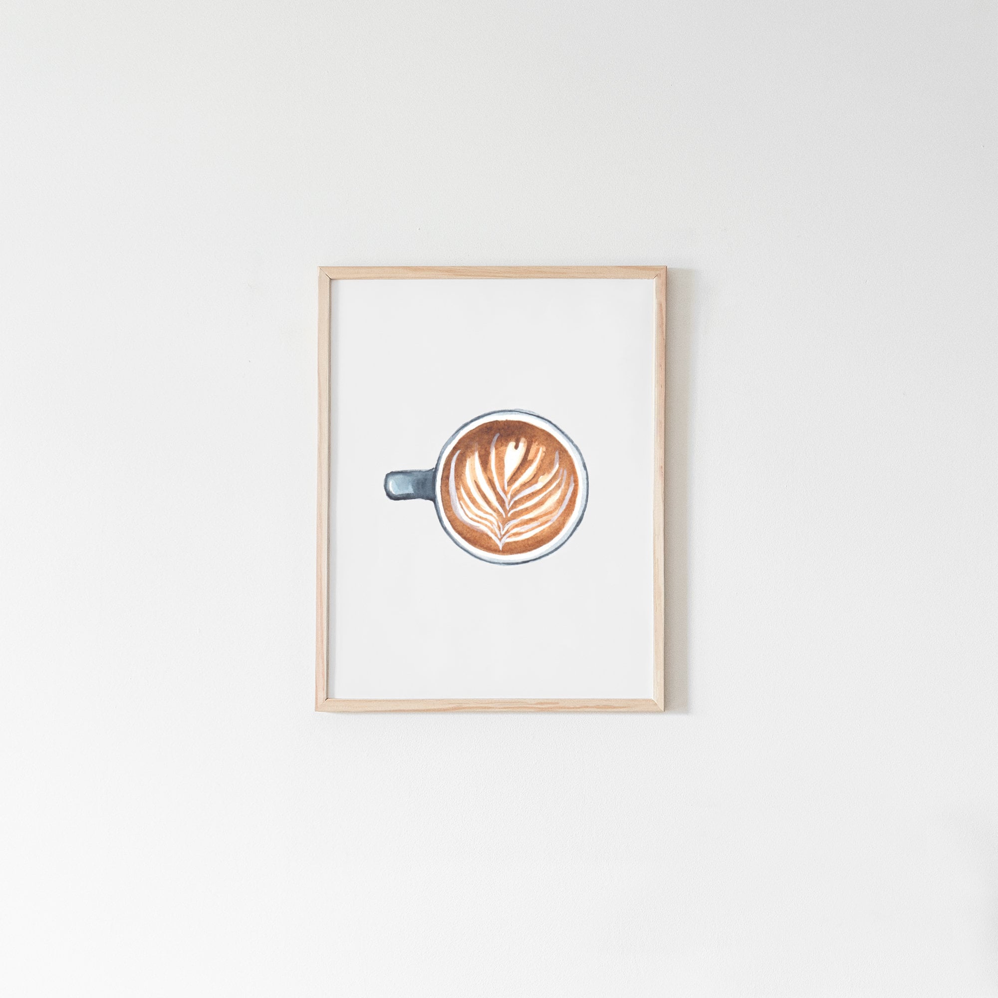 Latte Art Print Coffee Print Coffee Art Kitchen Watercolor Prints ...