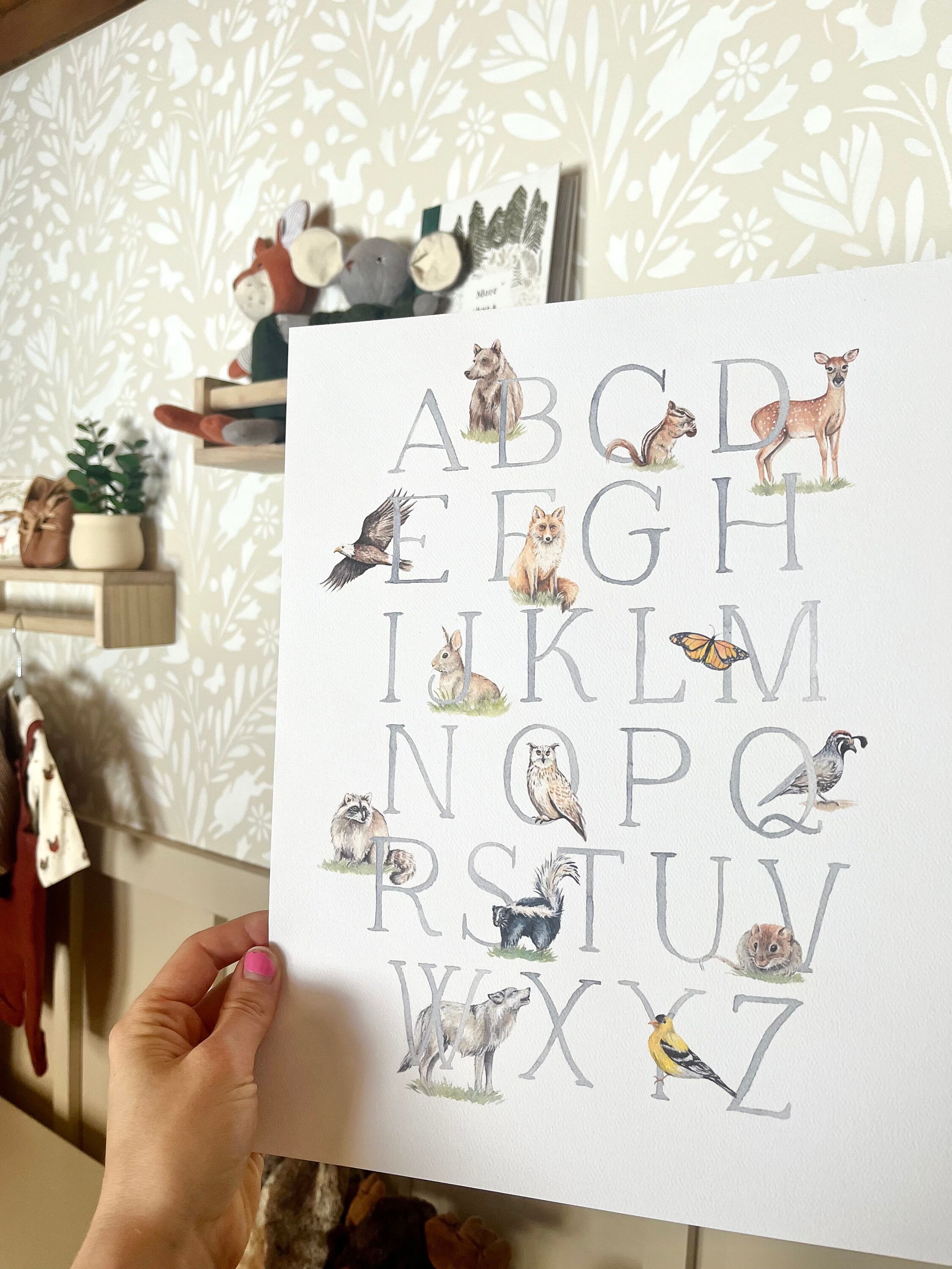 Woodland Animals Alphabet Art Print Nursery Wall Art Woodland Nursery ...