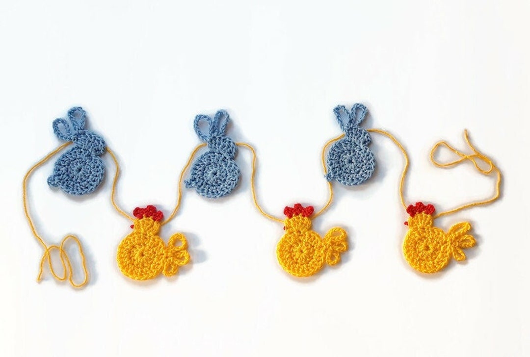 Easter Garland Bunny Chick Easter Decoration Spring Wall Decor Crochet ...