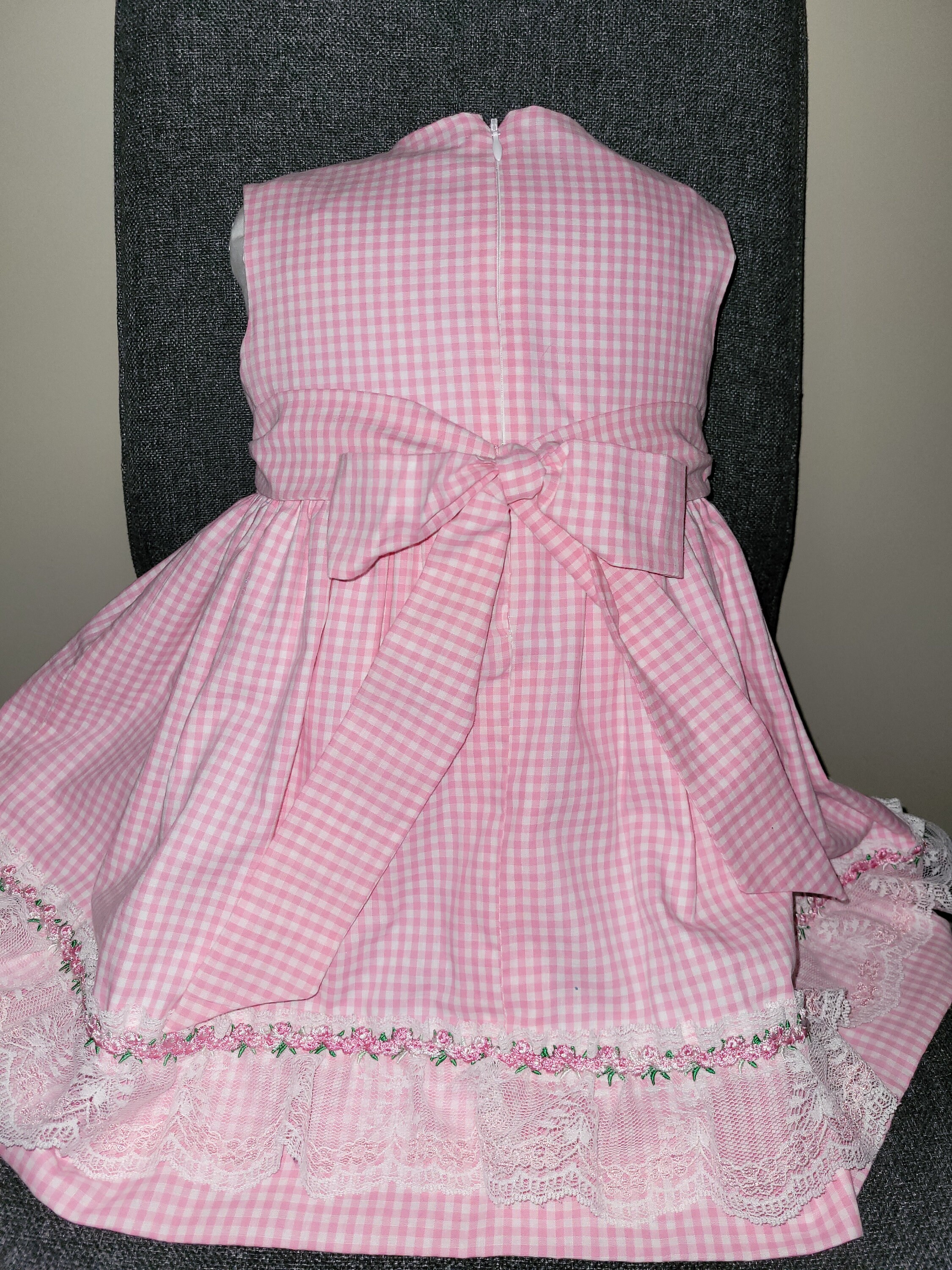 Pink Gingham With White Lace and Trim Detail - Etsy