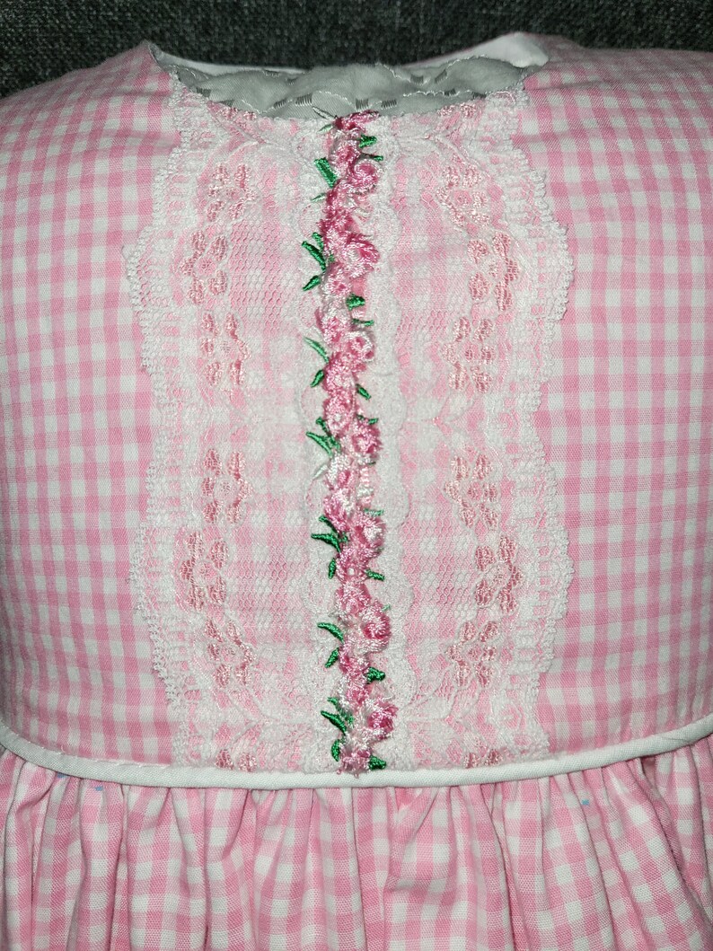 Pink Gingham With White Lace and Trim Detail - Etsy